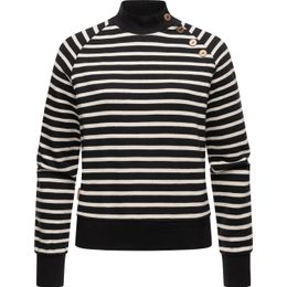 Sweatshirt Ragwear "Majjorka", Damen, Gr. 4XL (48), schwarz, Sweatware, Material: 85% Baumwolle, 15% Polyester, oversize h&uuml;ftlang, hoch geschlossener Ausschnitt, &Auml;rmel ohne &Auml;rmelschlitz Rippb&uuml;ndchen, Sweatshirts Sweatshirt, Stylisches Damen Langarmshirt mit Rippb&uuml;ndchen und Zierkn&ouml;pfen