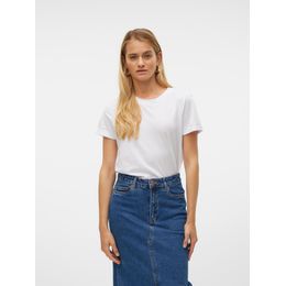 V&eacute;ro Moda Kurzarmshirt VERO MODA "VMPAULA S/S T-SHIRT NOOS", Damen, Gr. L, wei&szlig; (hellwei&szlig;), Jersey, Obermaterial: 100% Baumwolle, unifarben, regular fit normal, Rundhals, Aufschlag, Shirts, Baumwolle, regular fit