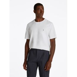 T-Shirt Tommy Hilfiger "ESSENTIAL REGULAR FIT SOLID mit Stickerei", Herren, Gr. M, wei&szlig;, Single Jersey, Obermaterial: 100% Baumwolle, unifarben, Basic, Rundhals, Shirts T-Shirt, unifarben, casual, Baumwolle, Rundhals