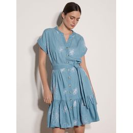 Minikleid Apricot "Minikleid", Damen, Gr. S (36), N-Gr, blau, gewebt, Obermaterial: 67% Baumwolle CO. 33% Viskose CV., V-Ausschnitt, Fledermaus&auml;rmel, Kleider Minikleid, Stickerei