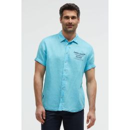 Kurzarmhemd CAMP DAVID, Herren, Gr. 4XL, Normalgr&ouml;&szlig;en, blau, Web, Material: 100% Leinen, bedruckt, regular fit normal, Umschlagsaum, Hemden, mit Kentkragen
