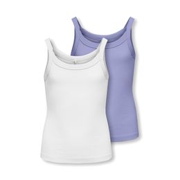 Tr&auml;gertop KIDS Only "KOGJILL LIFE S/L TOP CS JRS 2-PACK", M&auml;dchen, Gr. 122/128, sweet lavender pack:cloud dancer, Jersey, Obermaterial: 95% Baumwolle, 5% Elasthan, unifarben, normal, ohne Ausschnitt, Tops Tr&auml;gertop, Baumwollmischung, elastisch