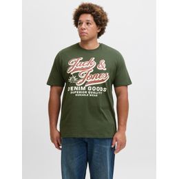 Jack & Jones PlusSize T-Shirt "JJELOGO TEE SS ONECK 2 COL AW25 NOOS PLS", Herren, Gr. 4XL, bunt (duffel bag), Jersey, Obermaterial: 100% Baumwolle, JACK & JONES PLUSSIZE, bedruckt, regular fit h&uuml;ftlang, Rundhals, Shirts T-Shirt