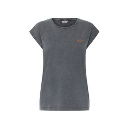Rundhalsshirt oxmo "Rundhalsshirt OXSille", Damen, Gr. L, grau (asphalt), Obermaterial: 100% Baumwolle CO., Shirts Rundhalsshirt