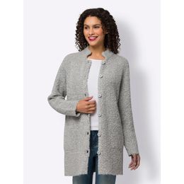 Strickjacke Heine, Damen, Gr. 34, grau (hellgrau, meliert), 72% Polyacryl, 23% Polyester, 5% Polyamid, unifarben, Strickjacken Strickjacke