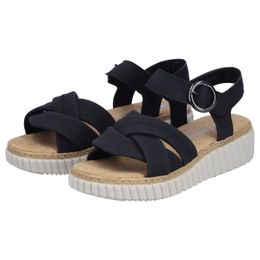 Rieker Damen Sandale, Gr. 41schwarz, Lederimitat, unifarben, Basic, Schuhe, Sommerschuh, Keilsandalette, Urlaubsschuh mit Klettriemchen