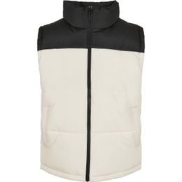 Jerseyweste Urban Classics "Urban Classics Herren Block Puffer Vest", Herren, Gr. L, schwarz, sandwei&szlig;, 100% Polyester, Rundhals, Westen