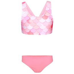 Bustier-Bikini AQUARTI "Bikini M&auml;dchen Sport Bikini Racerback Bustier & Bikinislip", M&auml;dchen, Gr. 116, N-Gr, orange (meerjungfrau rosa, aprikose), Obermaterial: 80% Polyamid PA. 20% Elasthan EL., Bikini-Sets