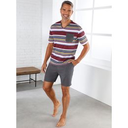 Pyjamaoberteil "Schlafanzug-Shirt", Herren, Gr. 48/50, bunt (dunkelrot, wei&szlig;, gestreift), 100% Baumwolle, gemustert, mehrfarbig, Shirts