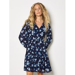 Minikleid Apricot "Minikleid", Damen, Gr. S (36), N-Gr, blau (navy), Obermaterial: 100% Polyester Pol. recyc.., gebl&uuml;mt, V-Ausschnitt, Puff&auml;rmel, Kleider Minikleid, mit Blumenprint