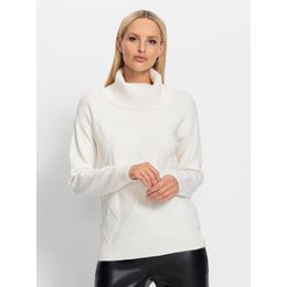 Rollkragenpullover Heine "Pullover", Damen, Gr. 34, beige (ecru), 42% Viskose, 30% Lyocell, 28% Polyester, unifarben, Pullover Rollkragenpullover