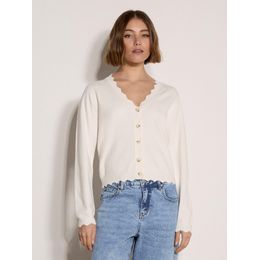 Strickjacke Apricot "Strickjacke", Damen, Gr. S (36), beige (creme), Strick, Obermaterial: 47% Viskose CV. 30% Polyester PES. 23% Nylon NY., uni, V-Ausschnitt, Bogenkante, Strickjacken Strickjacke, Einfarbig
