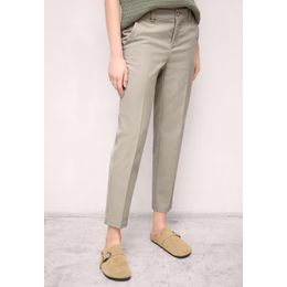 Damen Chinohosequiet ivory, Gr. 38, STREET ONE STUDIO, unifarben, Stoff, 66% Viskose, 34% Polyester, Hosen, Middle Waist