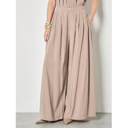 Stoffhose Apricot "Hose", Damen, Gr. XS (34), N-Gr, beige (stein), gewebt, Obermaterial: 87% Viskose CV. 13% Polyester PES., uni, Hosen Stoffhose, mit weitem Bein
