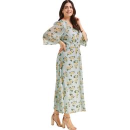 sheego Gro&szlig;e Gr&ouml;&szlig;en Chiffonkleid mit Blumenprint, zartmint-apricot-gemustert, Gr&ouml;&szlig;e 58 - Damen