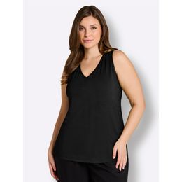 Shirttop sheego, Damen, Gr. 40, schwarz, 95% Viskose, 5% Elasthan, unifarben, eckiger Ausschnitt, Tops Shirttop