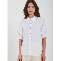Blusentop NORR "NORR Shirt Mae", Damen, Gr. 34, off, wei&szlig;, Obermaterial: 65% Polyester, 35% Baumwolle, Blusen Blusentop