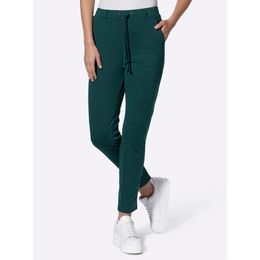 Jerseyhose Inspirationen, Damen, Gr. 48, Normalgr&ouml;&szlig;en, blau (petrol), 76% Polyester, 20% Viskose, 4% Elasthan, unifarben, Hosen Jerseyhose