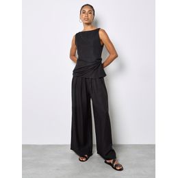 Palazzohose Apricot "Hose", Damen, Gr. XS (34), N-Gr, schwarz, gewebt, Obermaterial: 82% Viskose CV. 16% Polyamid PA. 2% Leinen LI., uni, Hosen Palazzohose, mit Plissee