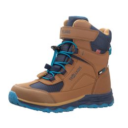 Winterstiefel Trollkids "KIDS HAFJELL WINTER BOOTS XT", M&auml;dchen, Gr. 33, braun (almond, mystic blau), Synthetik, Textil, Schuhe Winterstiefel, Snowboots, Winterstiefel, Winterschuhe, f&uuml;r Kinder, wasserdicht