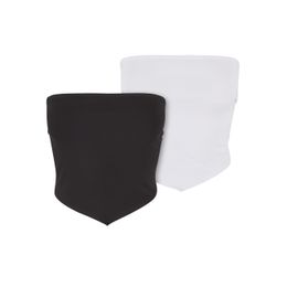 B&uuml;gelloser BH Urban Classics "Urban Classics Ladies Knotted Bandeau Top 2-Pack", Damen, Gr. L, Cup 0, schwarz-wei&szlig; (wei&szlig;, schwarz), 95% Baumwolle, 5% Elasthan, BHs