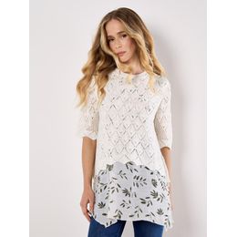 Stricktop Apricot "Blusenshirt", Damen, Gr. S (36), wei&szlig;, Obermaterial: 51% Polyacryl PAN. 49% Polyamid PA., gemustert, Tops Stricktop, mit R&uuml;ckenschlitz