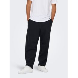 Only & Sons Sweathose ONLY & SONS "ONSCERES WIDE PANT NOOS", Herren, Gr. L, N-Gr, schwarz, angeraute Sweatware, Obermaterial: 57% Baumwolle, 43% Polyester, unifarben, regular fit lang, Hosen Sweathose, Baumwollmischung, relaxed fit