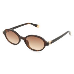 Furla SFU972 | Damen-Sonnenbrille | Fassung: Vollrand, Oval, Kunststoff, Havanna | Glasfarbe: Braun Verlaufend