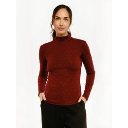 Langarmbluse LIBERT&Eacute; ESSENTIEL "Libert&eacute; Essentiel T-shirt TAMMI", Damen, Gr. L, rot (bordeaux), Obermaterial: 92% Viskose, 8% Elasthan, Blusen