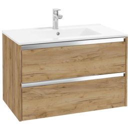 P & B Waschtischkombi, Eiche, Metall, 2 Schublade(n) Schubladen, 80 cm, h&auml;ngend, Badezimmer, Waschbecken & Armaturen, Waschtische