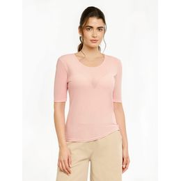 Kurzarmhemd LIBERT&Eacute; ESSENTIEL "Libert&eacute; Essentiel T-shirt MESH", Damen, Gr. M, Normalgr&ouml;&szlig;en, rose, Obermaterial: 95% Polyester - PES, 5% Elasthan, Hemden