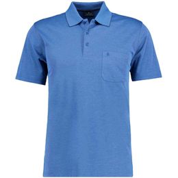 Poloshirt Ragman, Herren, Gr. L, blau, melange, 765, Piqu&eacute;, 61% Baumwolle, 39% Polyester, regular fit, ohne Ausschnitt, Shirts