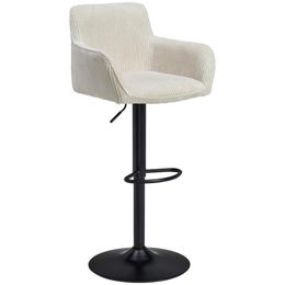Livetastic Barhocker, Schwarz, Beige, Metall, Textil, Drehteller, 55x91.5-113x52 cm, Sitzfl&auml;che 360&deg; drehbar, inklusive Armlehnen, Esszimmer, Barm&ouml;bel, Barhocker