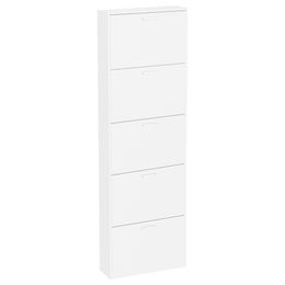 Mid.you Schuhschrank Sulos, Wei&szlig;, Holzwerkstoff, 59x179x17 cm, stehend, Garderobe, Schuhaufbewahrung, Schuhschr&auml;nke