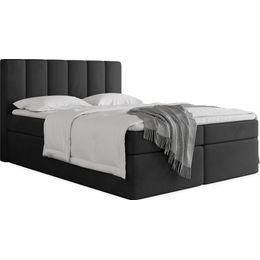 BOXBETT Amira mit Bettkasten, Samt Schwarz 180/200 cm &ndash; 7-Zonen Taschenfederkern-Matratze & Komfortschaum-Topper