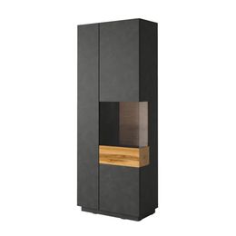 VITRINE Andrea Anthrazitgrau und Holz