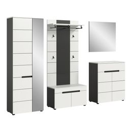 Garderobe CANU 5-teilig Grau, Wei&szlig;