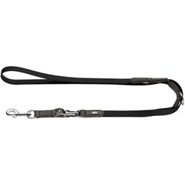 Hunter Verstellbare F&uuml;hrleine Wolmar BioThane x Leder schwarz/grau / 16/200