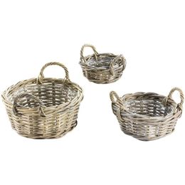 Locker &Uuml;bertopf grau Rattan &Oslash; 25cm