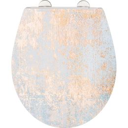 Wenko WC-Sitz &raquo;Agate&laquo; mit Relief, aus antibakteriellem Duroplast rosa Edelstahl, Thermoplast Einheitsgr&ouml;&szlig;e