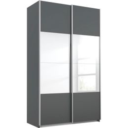 Rauch Schwebet&uuml;renschrank &raquo;Quadra&laquo; mit Spiegelelementen grau Holzwerkstoff B/H/T: 136cm x 230cm x 62cm