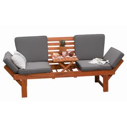Gartenbank 'Henrike' 3-Sitzer Akazienholz anthrazit/braun 202 x 82 x 65 cm