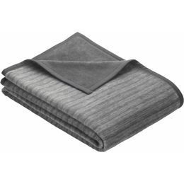 Ibena Wohndecke &raquo;Fano&laquo; mit Streifen versehen, Kuscheldecke grau Baumwolle, Kunstfaser B/L: 150cm x 200cm