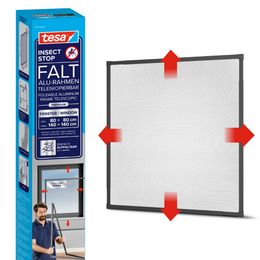 Tesa Fensterfliegengitter 'Falt' anthrazit stufenlos von 80 x 80 bis 140 x 140 cm