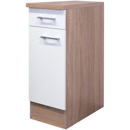 Flex-Well Unterschrank &raquo;Samoa&laquo; (B x H x T) 30 x 85 x 60 cm wei&szlig; Holzwerkstoff Sonoma Eiche, B/H/T: 30cm x 85cm x 57cm, Schubladen: 1 Stk. T&uuml;ren: 1 Stk.