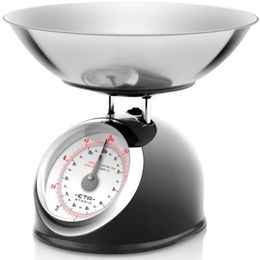 2THETA eta K&uuml;chenwaage &raquo;STORIO schwarz ETA577790020 Retro&laquo; analog, Ganzmetall-Design mit einer Edelstahlschale schwarz Metall Einheitsgr&ouml;&szlig;e