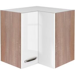 Flex-Well Eckh&auml;ngeschrank &raquo;Florenz&laquo; (B x H x T) 60 x 54,8 x 32 cm wei&szlig; Holzwerkstoff Sonoma Eiche, B/H/T: 60cm x 54cm x 32cm, T&uuml;ren: 2 Stk.