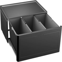 Blanco M&uuml;lltrennsystem &raquo;Botton Pro 60/3&laquo; 3 Beh&auml;lter manuell, Kunststoff, 60 mm Untermass schwarz Kunststoff B/H/T: 40cm x 35cm x 53cm, 39 l