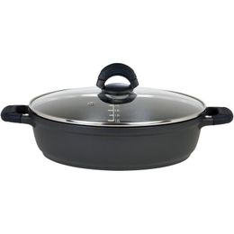GSW Servierpfanne &raquo;SilcoGuss noir&laquo; Aluminiumguss langlebige Antihaft-Versiegelung, Literskala, &Oslash; 28 cm, Induktion schwarz &Oslash; 28cm + H&ouml;he 7,5cm
