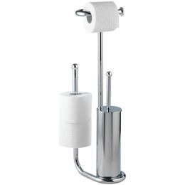 Wenko WC-Garnitur &raquo;Universalo&laquo; aus Edelstahl integrierter Toilettenpapierhalter und WC-B&uuml;rstenhalter grau Edelstahl Einheitsgr&ouml;&szlig;e